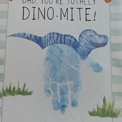 Father's Day Gift Dino-mite Dad Printable, Hand Print Craft From ...