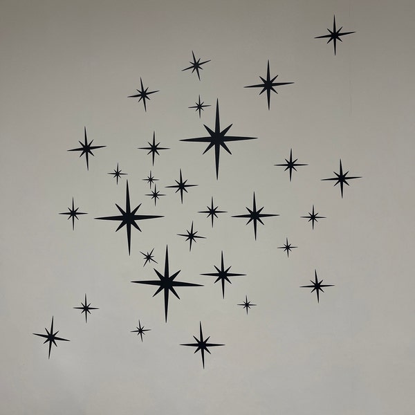 Atomic Stars Stencil Long Starburst Mid Century Retro Modern Bedroom ...