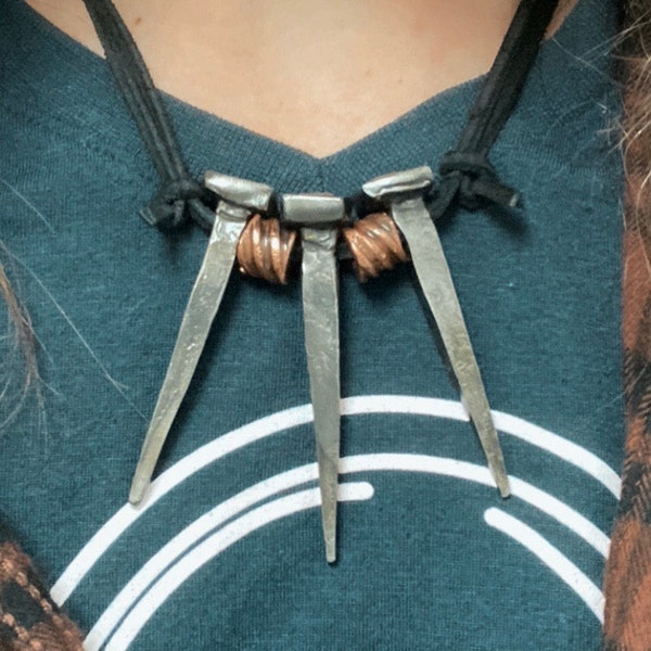 Three Nails Necklace, Hand Forged - Etsy