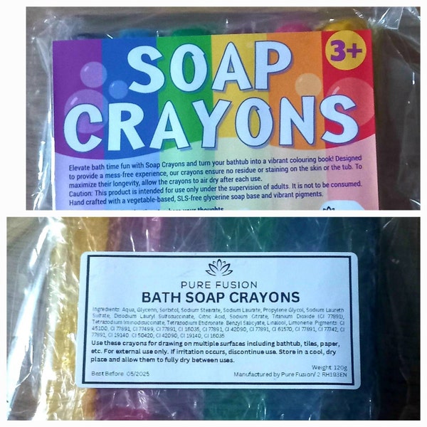 Soap Crayons: 6 Vibrant Colors, Bath Tub Art for Kids. Easy to Clean ...