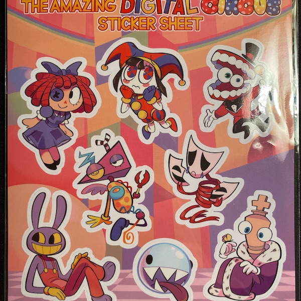 The Amazing Digital Circus TADC Die Cut Vinyl Sticker Sheet - 6.5" X 5. ...