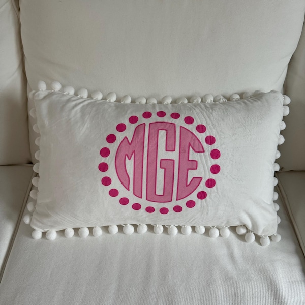Velvet Pom Pom Personalized Words Pillow, Name Pillow, Customized ...