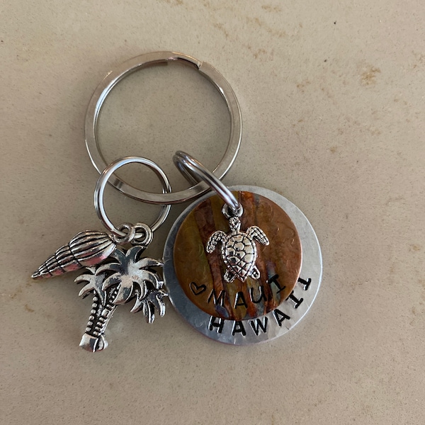 Maui Hawaii , Maui Jewelry, Maui Key Chain, Sea Turtle Charm, Hand ...