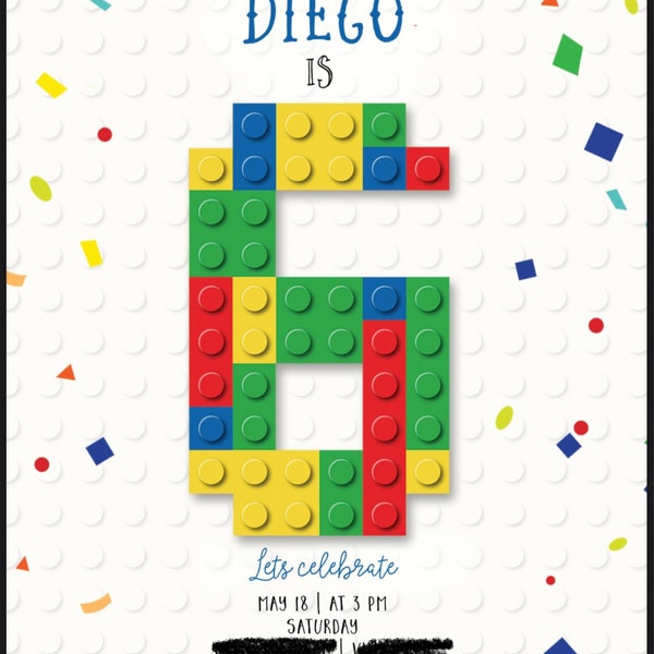 Editable Building Blocks Invitation, Blocks Birthday Party, Building ...