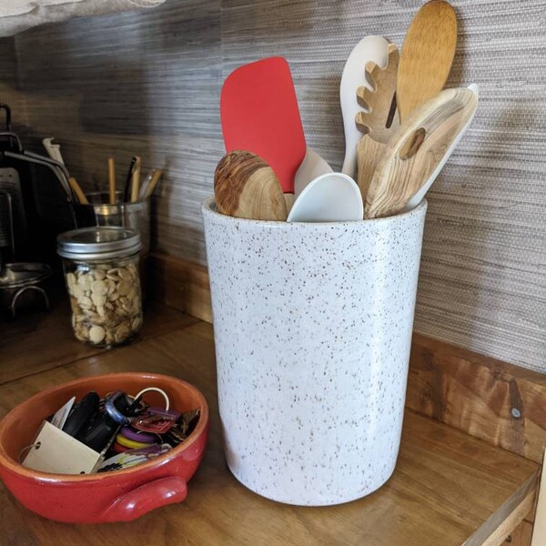 Bulb Mug: Speckled White Pottery Mug/ Pottery Gift/ Stoneware Mug ...