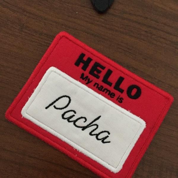 Personalized, "hello My Name Is" Tag Patch, Any Color! Custom Made ...