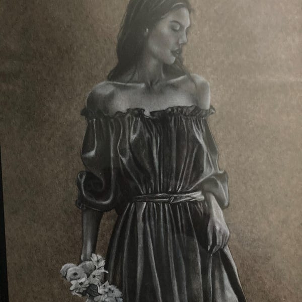 Art Print Cowgirl | Charcoal Drawing Print Cowboy Hat Artwork Southern ...