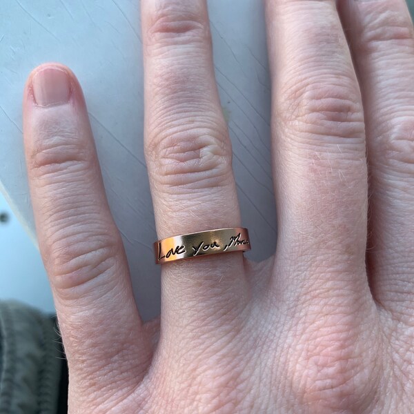 Memorial Handwriting Ring • Actual Handwriting Band Ring • Eternity Ring • Wedding Band • Unisex ...