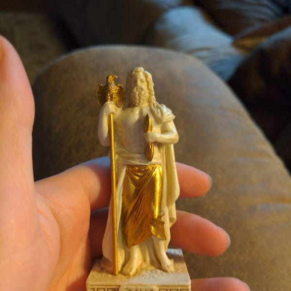 Vintage Zeus Mini Statue - Small Hand-painted Ancient Greek God Zeus ...