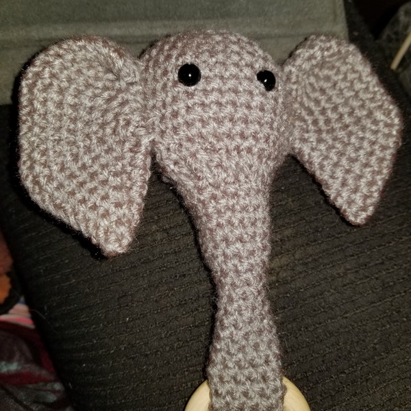 Crochet PATTERN ONLY PDF Download - Grey Crochet Elephant Teething Ring ...