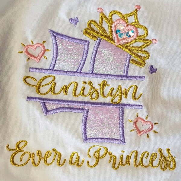 Split Princess Tiara #4 Applique Machine Embroidery Design Birthday ...