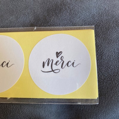 24 Merci Stickers, Thank You, Gift Stickers, Favor Sticker, Packaging ...