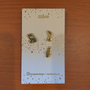 Cute Tiny Gold Plated Mini Musical Notes Set of 3. Adorable Music Lover ...