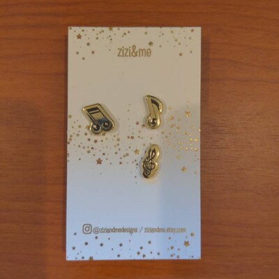 Cute Tiny Gold Plated Mini Musical Notes Set of 3. Adorable Music Lover ...
