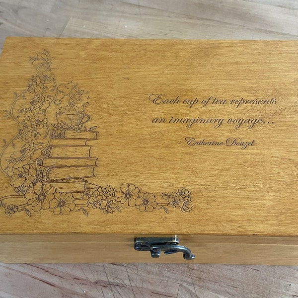 Monogrammed Wooden Tea Box, Meditation Tea Time, Personalized Wooden ...