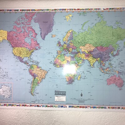 WORLD Wall Map Poster Rolled Paper or Laminated - Etsy