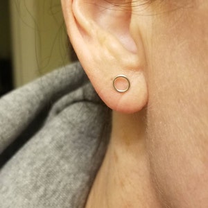 Tiny Circle Earrings Gold, Silver or Rose Gold Geometric Small Studs 14k Gold Studs Minimalist ...