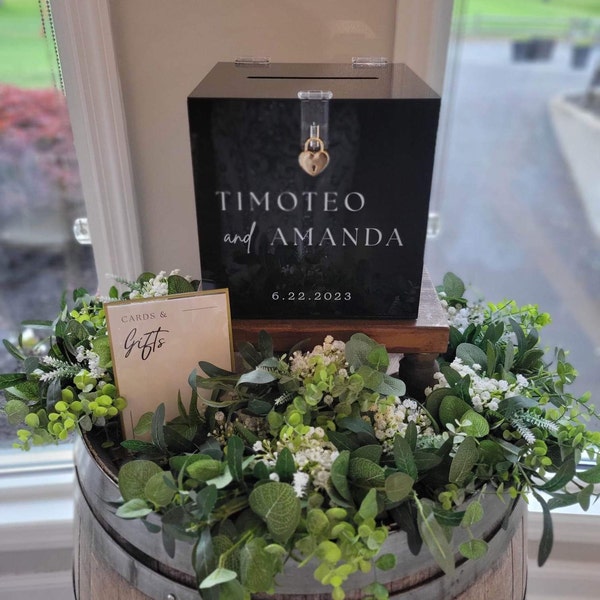 Personalized Name Card Box Wedding Acrylic Card Box With Lock and Key ...