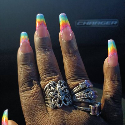 Ice Queen / Clear Icicle Nails With Holographic Silver Glitter, White ...