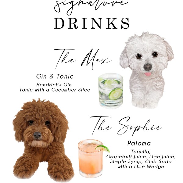 Dog Signature Cocktail Dog Custom Drink Sign Dog Signature Drink Sign ...