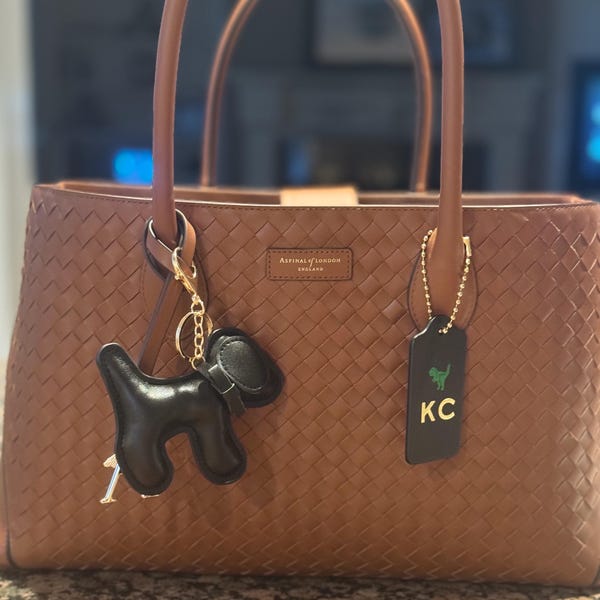 Dog Bag Charm Keychain Keyring Faux Leather Handmade Brown Black - Etsy