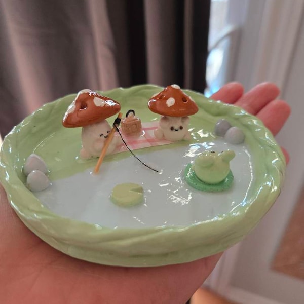 Mushroom Frog Clay Jewelry Dish Cottagecore Fairycore (hand Made) - Etsy