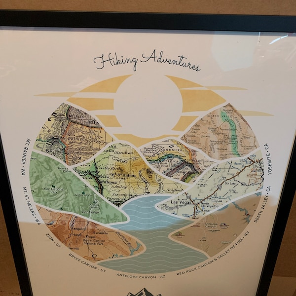 Personalized Journey Map™ Print: 2-8 Locations Mountain Wall Art ...
