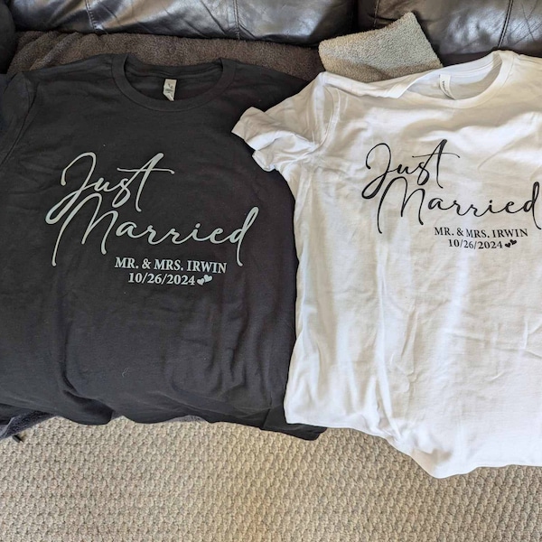 Just Married T-shirt, Personalized Husband and Wife Couples Honeymoon T ...