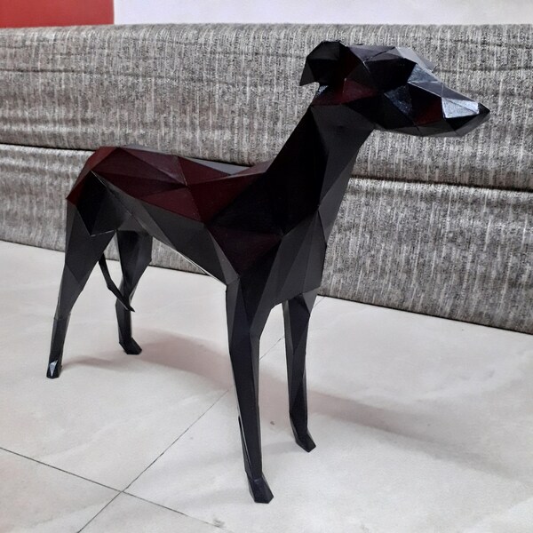 Printable DIY Template (PDF). Dog (greyhound) Low Poly Paper Model ...