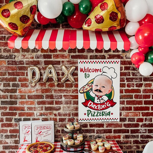 Pizza Welcome Sign With Photo, Pizza Birthday Party, Italian Birthday ...