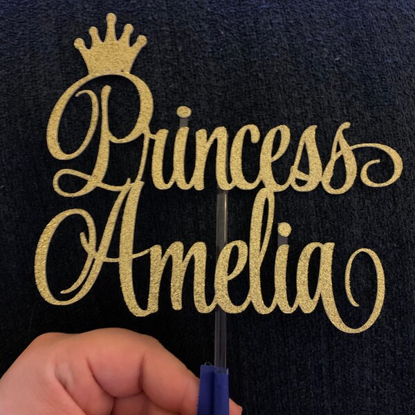 Personalized Name Princess Cake Topper, Birthday Glitter Cake Topper ...