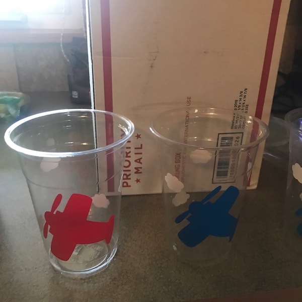 Airplane Party Cups, First Flight, Airplane Birthday Cups, Plane Baby ...