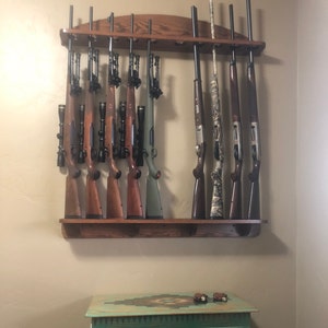Gun Rack 8-Gun Solid Oak Wall Display for Rifles and Shotguns | Etsy