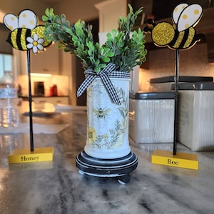 Two Buffalo Check & Jute Farmhouse Vases With Greenery - Etsy