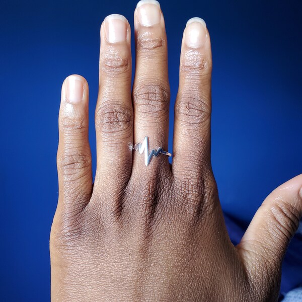 Silver Heartbeat Ring - Womens - Heart Rhythm Ring - Nurse Gifts ...