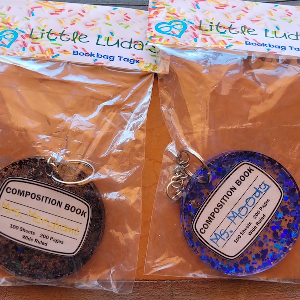 Teacher Notebook Keychain, Composition Notebook Keychain, Personalized ...