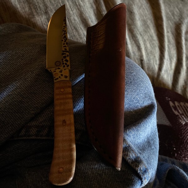 Patch Knife / Neck Knife Frontier Style With Antler and Leather - Etsy