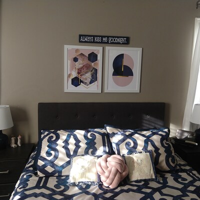 Blush Navy Gold Set of 2 Printable Abstract Digital Download Pink Blue ...