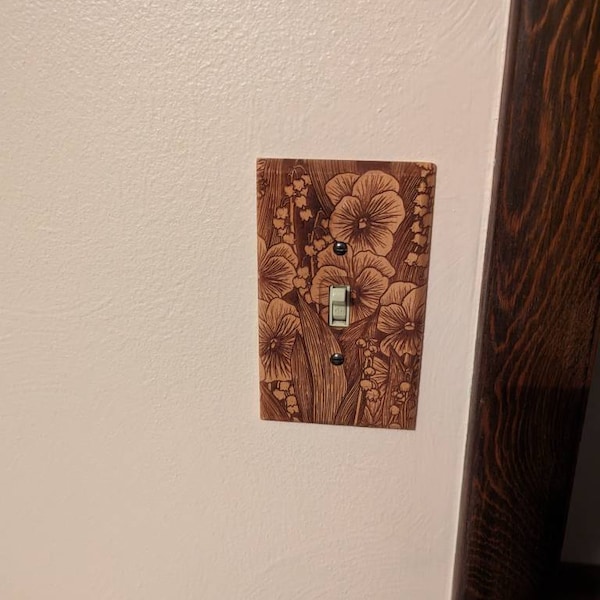 Wooden Flower Engraved Light Switch Cover - Lily of the Valley and ...
