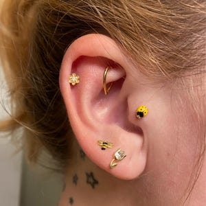 Double Rope Tragus Earring 22g, Sterling Silver Tiny Cartilage Piercing ...