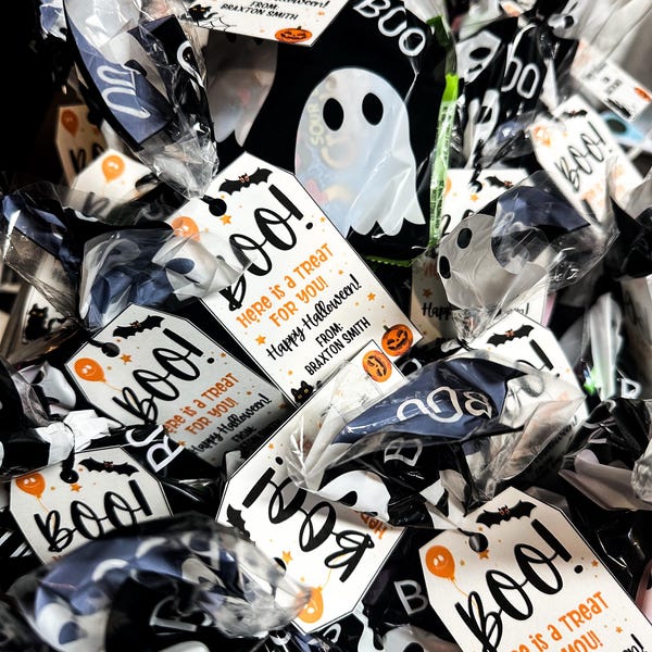 Halloween Favor Tags, Boo Gift Tags, Trick or Treat Favor Tags, Treat ...