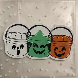 Halloween Bucket Trio Vinyl Sticker Die Cut - Etsy