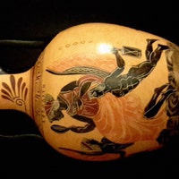 Greek Amphora Vase 22cm,theseus and the Minotaur,black Figure Pottery ...