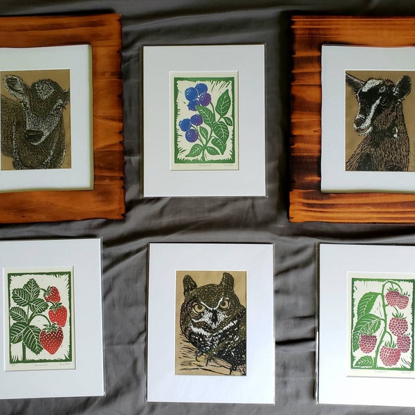 Triple Berry Block Print Set - Blueberries - Strawberries - Raspberries ...