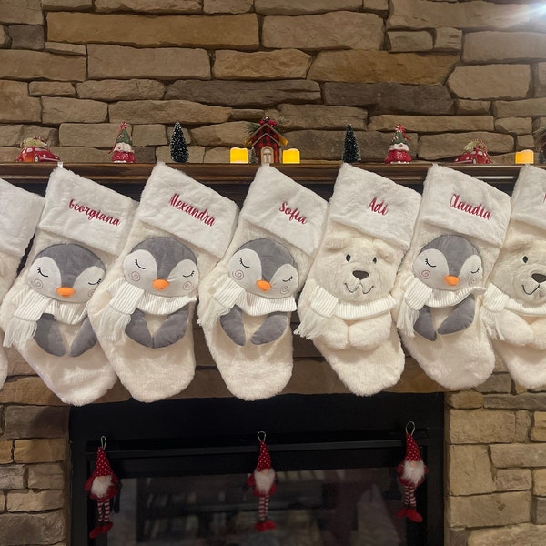 Kids Stocking, Christmas Stocking for Kids, Polar Bear, Reindeer, Pink ...