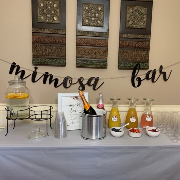 Mimosa Bar Banner, Wedding Banner, Gold Glitter Party Decorations ...