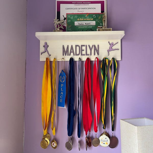 Personalized Sports Medal Hanger: Custom Name Wooden Display - Etsy