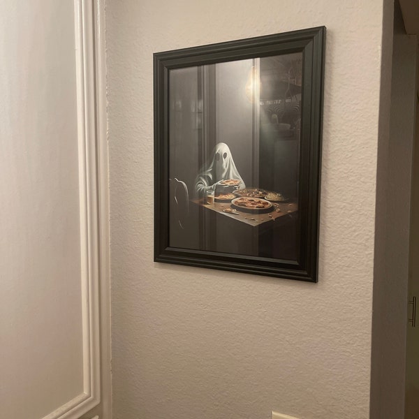Ghost Eating Pizza, Vintage Poster, Art Poster Print, Dark Academia ...