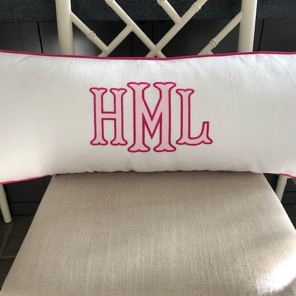Monogram Pillow-monogram Appliqué Pillow Cover- Embroidered Pillow ...