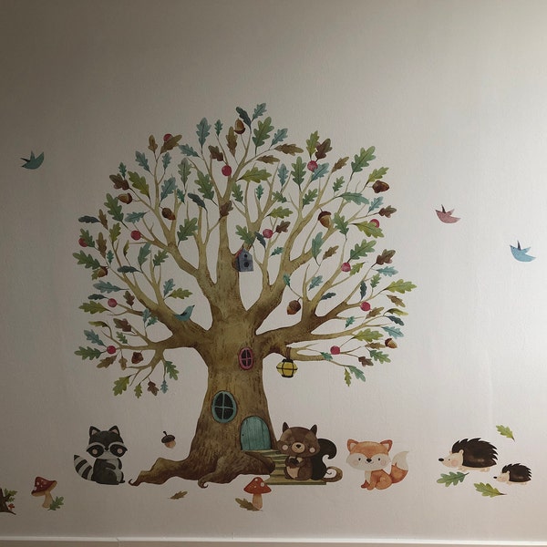 Wall Sticker for Kids Tree Forest Animals Autumn Children Wall Stickers ...